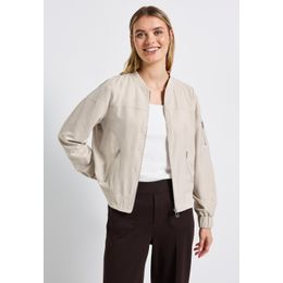 Street One Damen Blouson, beige, Gr. 46, unifarben, Stoff, Obermaterial: 74% Viskose, 26% Polyester; Futter: 100% Polyester, Jacken