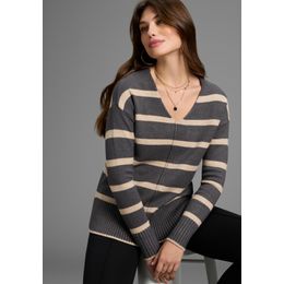 Laura Scott Damen Streifenpullover, beige, Gr. 34, gestreift, Strick, Obermaterial: 50% Viskose, 26% Polyamid, 24% Polyester, Pullover, softer