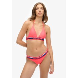 Superdry Damen Triangel-Bikini-Top "TRIANGLE STRIPE BIKI", pink, Gr. M, unifarben mit Farbeinsatz, Obermaterial: 82% Polyester, 18% Elasthan,