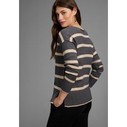 Laura Scott Damen Streifenpullover, beige, Gr. 38, gestreift, Strick, Obermaterial: 50% Viskose, 26% Polyamid, 24% Polyester, Pullover, softer