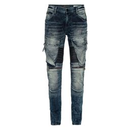 Cipo & Baxx CIPO & BAXX Herren Cargojeans "Jeans", blau, Basic, Gr. 31, unifarben, 98% Baumwolle, 2% Elasthan, Jeans, im Used-Look, CD-523