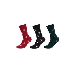Fun Socks Damen Socken "Socken 3er Pack", Gr. 36candy_canes_cheers, 70% Baumwolle, 28% Polyester, 2% Elasthan, gemustert, Socken, 3er Pack Weiche