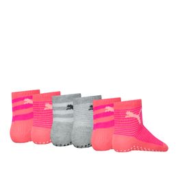 Puma M&auml;dchen Socken "Puma BABY ABS SOCKS 6P ECOM", Gr. 23violet lila combo, Baumwollmischung, gestreift, mehrfarbig, Socken, Anti-Rutsch Sohle