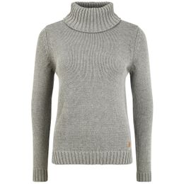 oxmo Damen Rollkragenpullover "Rollkragenpullover OXPia", grau, Basic, Gr. L, unifarben, Grobstrick, Obermaterial: 50% Baumwolle CO. 50% Polyacryl