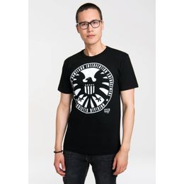 logoshirt Herren T-Shirt "S.H.I.E.L.D. - Logo - Marvel Comics", schwarz, Gr. M, bedruckt, 100% Baumwolle, Shirts, mit Shield-Retro-Print