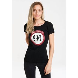 logoshirt Damen T-Shirt "Harry Potter - Platform 9 3/4", schwarz, Gr. XS, bedruckt, 100% Baumwolle, Shirts, mit lizenziertem Design