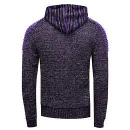 Rusty Neal Herren Kapuzensweatshirt "Knitwear", lila, Gr. M, unifarben, 70% Polyacryl, 30% Baumwolle, Sweatshirts, mit praktischem Rei&szlig;verschluss
