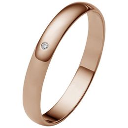 Firetti Damen Trauring "Schmuck Geschenk Gold 375 Hochzeit Ehering "LIEBE"", 56, 0,01 SI = kleine Einschl&uuml;sse mit Brillant, Ros&eacute;gold 375, 3mm, rosa,