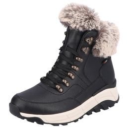 RIEKER SPORT Damen Winterboots, Gr. 41, schwarz, Leder, Textil, Schuhe, Hightop Sneaker, Schnürboots, Winterschuh mit Lammwollfutter