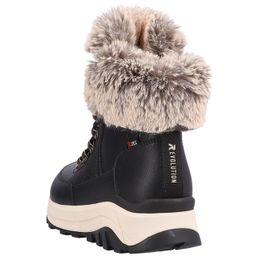 RIEKER SPORT Damen Winterboots, Gr. 40, schwarz, Leder, Textil, Schuhe, Hightop Sneaker, Schn&uuml;rboots, Winterschuh mit Lammwollfutter
