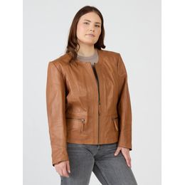 JCC Damen Bikerjacke "731-II", braun, Gr. 48, Obermaterial: 100% Leder Schaf. Futter: 100% Baumwolle. &Auml;rmelfutter: 100% Polyester, Jacken