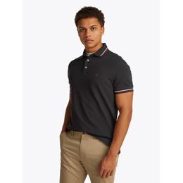 Tommy Hilfiger Herren Poloshirt "TIPPED SLIM FIT POLO", schwarz, Gr. XL, Jersey, Obermaterial: 96% Baumwolle, 4% Elasthan, Shirts, mit