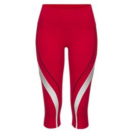 active by Lascana LASCANA ACTIVE Damen Caprihose, rot, Gr. XS, unifarben mit Farbeinsatz, Trikot, Obermaterial: 85% Polyester, 15% Elasthan, Hosen, mit seitlichem