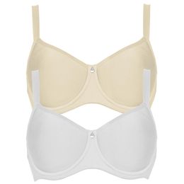 SuSa Damen T-Shirt-BH "2er Pack Spacer BH mit B&uuml;gel Catania", Gr. 75champagner wei&szlig;, Obermaterial: 50% Polyamid PA. 30% Polyester PES. 20% Elasthan