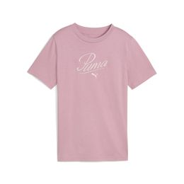 Puma M&auml;dchen T-Shirt "Essentials Script T-Shirt M&auml;dchen", rosa, Gr. 128, Obermaterial: 100% Baumwolle; Rippe: 80% Baumwolle, 20% Polyester, Shirts