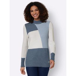 Casual Looks Damen Strickpullover "Pullover", blau, Gr. 40, gemustert, mehrfarbig, 50% Baumwolle, 50% Polyacryl, Pullover