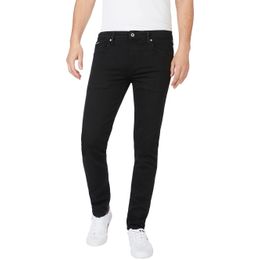 Pepe Jeans Herren Skinny-fit-Jeans "Finsbury", schwarz, Gr. 30, Abriebeffekte, Denim/Jeans, Obermaterial: 80% Baumwolle, 17% Polyester, 3% Elasthan,
