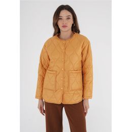 FRESHLIONS Damen Steppjacke "Amara", gelb, Gr. L, kariert, unifarben, 100% Polyester, Jacken, mit praktischen Druckkn&ouml;pfen