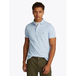 Tommy Hilfiger Herren Poloshirt "1985 SLIM POLO mit Piqué-Struktur und Stickerei", blau, Basic, Gr. S, Piqué, Obermaterial: 96% Baumwolle, 4%