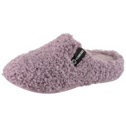 VERBENAS Damen Pantoffel, Gr. 38, lila, Textil, Schuhe, Hausschuh, Homeslipper, Clog in kuscheliger Optik