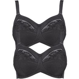 Anita Damen Entlastungs-BH "2er Pack Komfort BH ohne B&uuml;gel Safina", Gr. 75, schwarz, Obermaterial: 50% Polyamid PA. 25% Polyester PES. 10% Elasthan