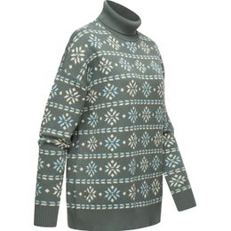 Ragwear Damen Stehkragenpullover "Danika Organic", gr&uuml;n, Gr. L, Material: 100% Baumwolle, Pullover, Damen Pullover mit winterlichem Muster-Print