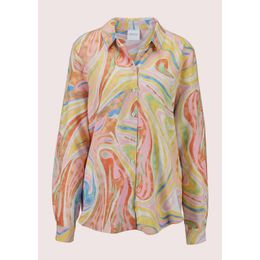 Madeleine Mode MADELEINE Damen Hemdbluse "Bluse Longbluse mit Unikat-Print", wei&szlig;, Modern, Gr. 36, Obermaterial: 100% Viskose CV., Blusen