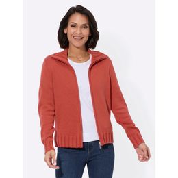 Casual Looks Damen Cardigan, orange, Gr. 50, unifarben, 50% Baumwolle, 50% Polyacryl, Strickjacken