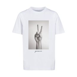 MisterTee Mädchen T-Shirt "MisterTee Herren Kids Peace Sign Tee"weiß, Gr. 158, bedruckt, 100% Baumwolle, Shirts