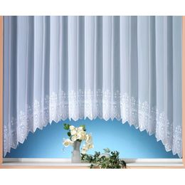 Weckbrodt-Gardinen Gardine WECKBRODT, B:450cm H:145cm, wei&szlig;, Voile, Polyester, Wohnzimmer, Gardinen, "Heidelberg", echte Stickerei, Voile, transparent, C-Bogen, 1