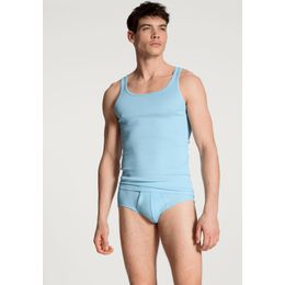 Calida Herren Tanktop "Twisted Cotton", Gr. L, blau, Feinripp, Obermaterial: 100% Baumwolle, unifarben, Tops, Pure Cotton, Feinripp-Qualit&auml;t,