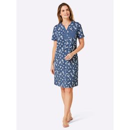 w&auml;schepur W&Auml;SCHEPUR Damen Sleepshirt "Sleepshirts", Gr. 36, blau, 100% Baumwolle, bedruckt, gebl&uuml;mt, gemustert, mehrfarbig, unifarben, Kleider