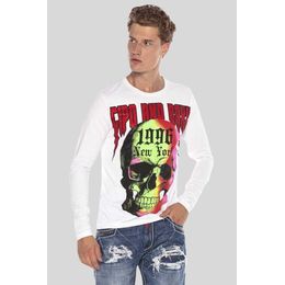 Cipo & Baxx CIPO & BAXX Herren T-Shirt "Sweatshirts", weiß, Gr. S, bedruckt, 95% Baumwolle;5% Elasthan, Shirts, mit coolem Print