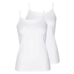 LISCA Damen Achseltop "2er Pack Damen Tr&auml;gerhemd Kaia", Gr. XL, wei&szlig;, Obermaterial: 90% Baumwolle CO. 10% Elasthan EL., Unterhemden