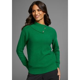 DELMAO Damen Strickpullover, gr&uuml;n, Gr. 32, clean, unifarben, Strick, Obermaterial: 50% Baumwolle, 50% Polyacryl, Pullover, mit feinem Strickmuster