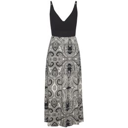 Lascana Damen Maxikleid "mit verstellbarem Ausschnitt und Paisleydruck", schwarz, Gr. 42, Paisley, bedruckt, Jersey, Obermaterial: 95% Viskose, 5%