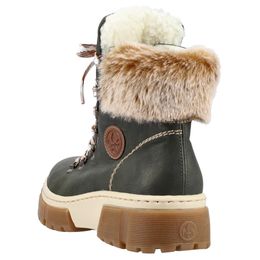 Rieker Damen Winterboots, Gr. 36, gr&uuml;n, Lederimitat, Textil, Schuhe, Winterstiefelette, Schn&uuml;rboots, Plateau, mit Warmfutter-Ausstattung