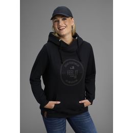 Damen Kapuzensweatshirt, schwarz, Gr. 44, OCEAN SPORTSWEAR, unifarben, angeraute Sweatware, Obermaterial: 65% Baumwolle, 35% Polyester, Sweatshirts,