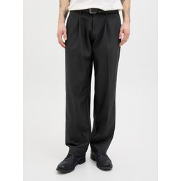 Jack & Jones JACK & JONES Herren Chinohose "JPRCCKARL JJCAMERON PLEATED CHINO NOOS", schwarz, Gr. 32, unifarben, Web, Obermaterial: 76% Polyester, 17% Viskose, 7%