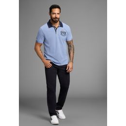 MAN'S WORLD MAN'S WORLD Herren Poloshirt, blau, Gr. S, bedruckt, unifarben, Piqu&eacute;, Obermaterial: 100% Baumwolle. Gewebtes Material: 100% Baumwolle, Shirts,