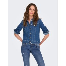 Only Damen Jeansjacke "ONLWONDER &ndash; Jeansjacke in kurzer Form mit Stretch", blau, Gr. M, unifarben, Denim/Jeans, Obermaterial: 70% Baumwolle, 21%
