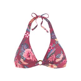 s.Oliver Damen Triangel-Bikini-Top "Marika", rot, Gr. 34, bedruckt, floral, Microfaser, Polyamid, Bikini-Oberteile, mit Zierring