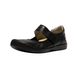 Softinos Damen Riemchenballerina "Softinos Ballerinas Leder", Gr. 37, schwarz, Leder, Schuhe