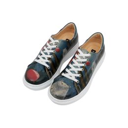 DOGO Damen Plateausneaker "Myra Low-Top Sneaker Bear With A Balloon Damen Sneaker", Gr. 38, blau, Lederimitat, Schuhe, Handgefertigt