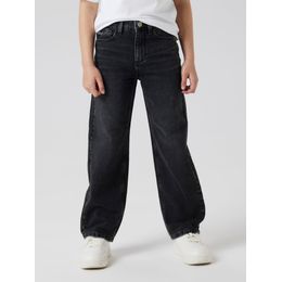 name it M&auml;dchen Straight-Jeans "NKFROSE HW STRAIGHT JEANS 9222-RM NOOS", blau, Gr. 140, Abriebeffekte, Denim/Jeans, Obermaterial: 100% Baumwolle,