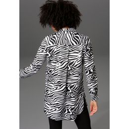 Aniston CASUAL Damen Longbluse, schwarz-wei&szlig;, Gr. 36, animal-print, gemustert, Web, Obermaterial: 100% Viskose, Blusen, im Zebra-Steifen-Look