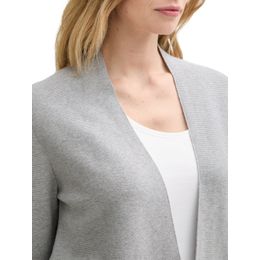 Tom Tailor Damen Cardigan, silber, Gr. M, meliert, Strick, Obermaterial: 100% Baumwolle, Strickjacken, mit feiner Struktur