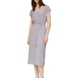 QS Damen Sommerkleid, grau, Gr. 34, unifarben, Jersey, Obermaterial: 100% Polyester, Kleider, mit Bindeband