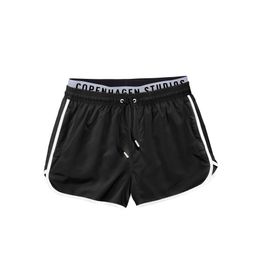 Herren Badeshorts, schwarz, Gr. S, Copenhagen Studios, unifarben mit Farbeins&auml;tzen, Recycling-Polyester, Badehosen, mit elastischem Bund