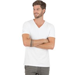 TRIGEMA Herren T-Shirt "TRIGEMA V-Shirt aus 100% Bio-Baumwolle (kbA)", weiß, Basic, Gr. L, 100% Baumwolle (Bio-Baumwolle kbA), Shirts